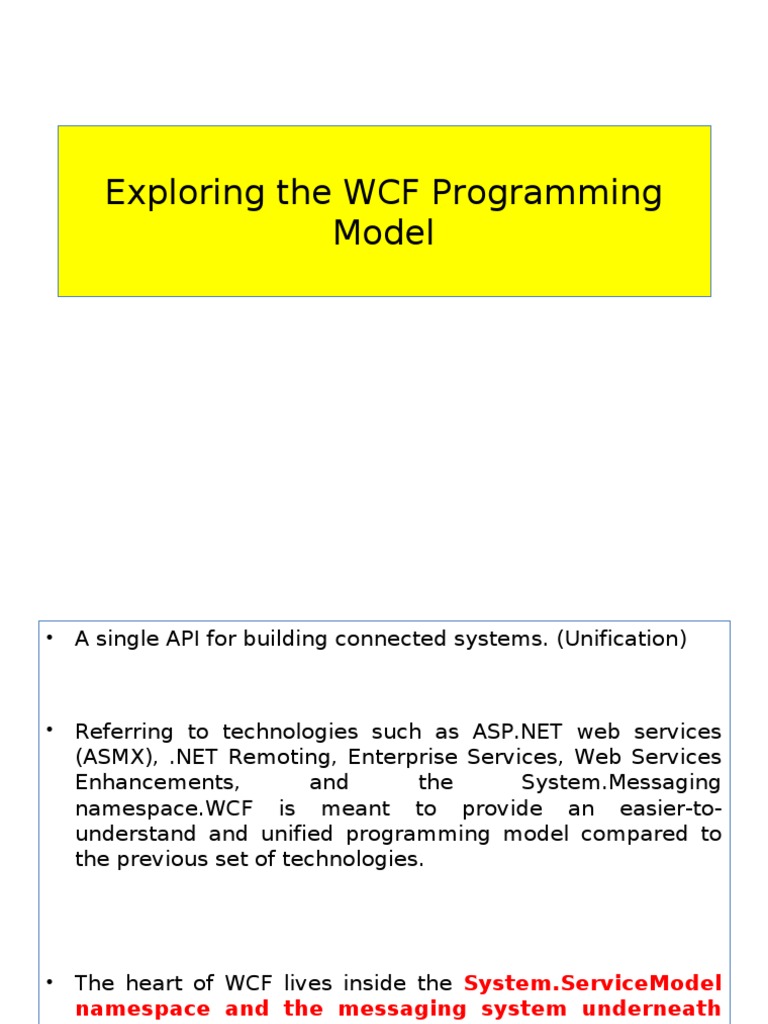 Exploring The WCF Programming Model | PDF | Windows Communication Foundation | Soap