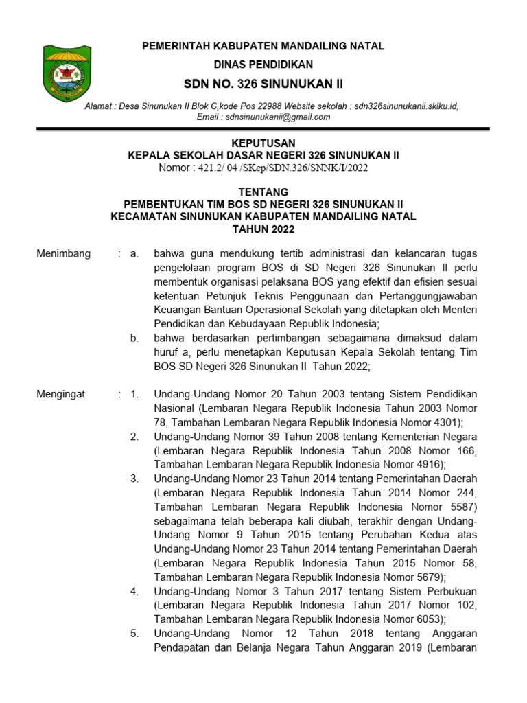 SK Tim BOS Reguler 2022 | PDF