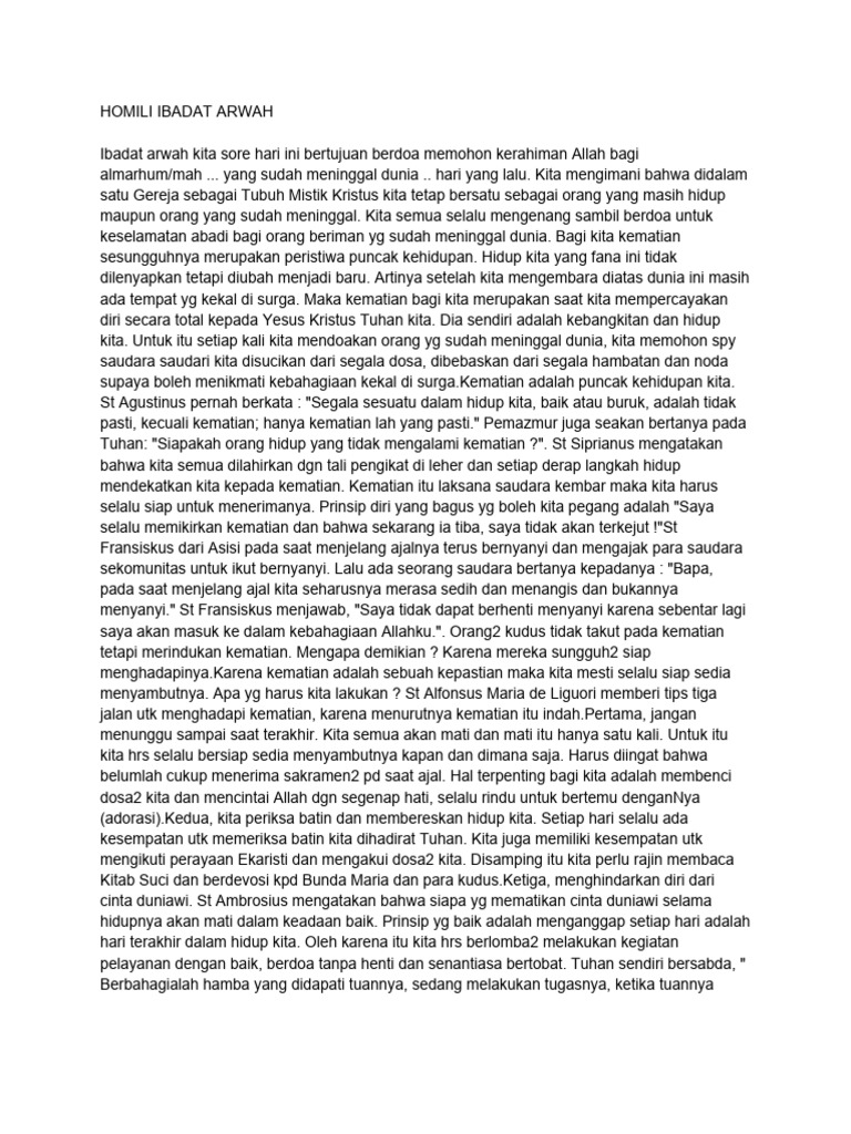 Homili Ibadat Arwah | PDF