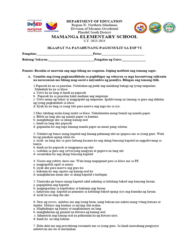 Mamanga Elementary School: Department of Education | PDF