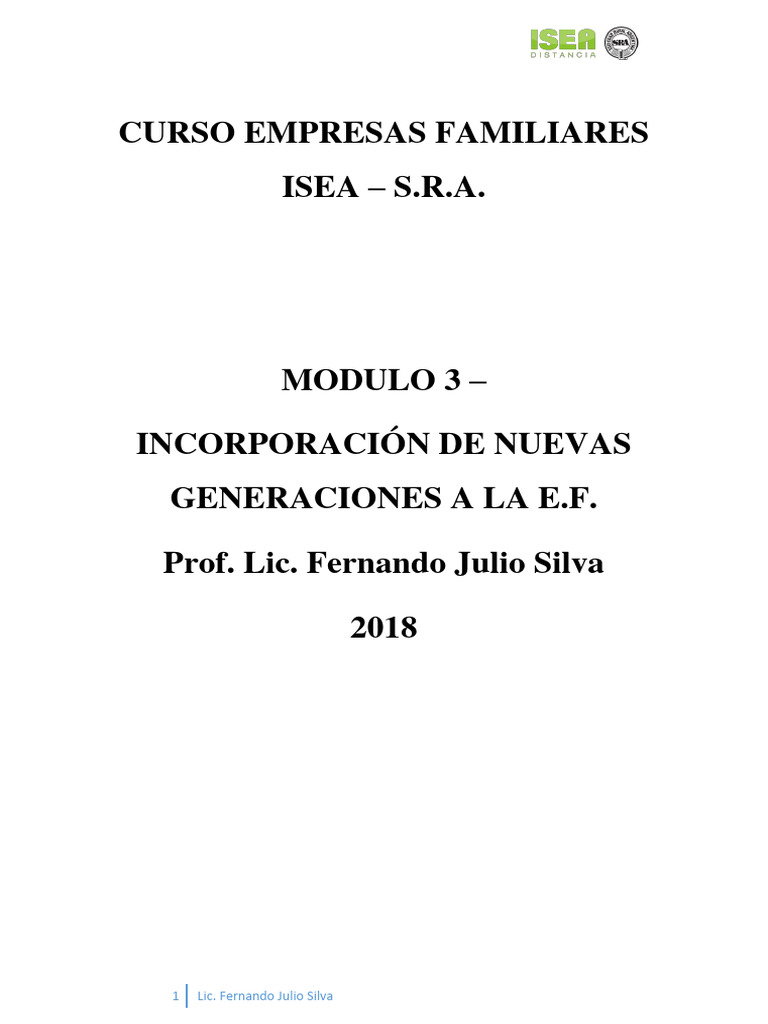 Empresas Familiares Isea Módulo 3 - Trabajo Intergeneracional FJ Silva ...