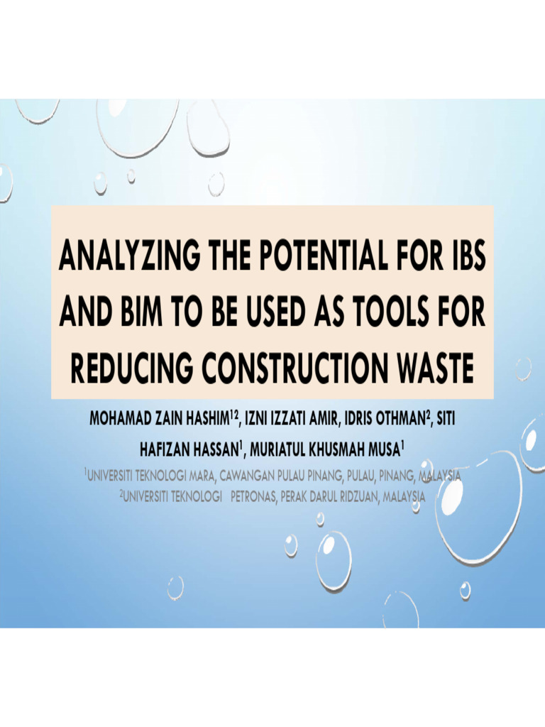 Analyzing The Potential For IBS and BIM | PDF | Waste | Building Information Modeling