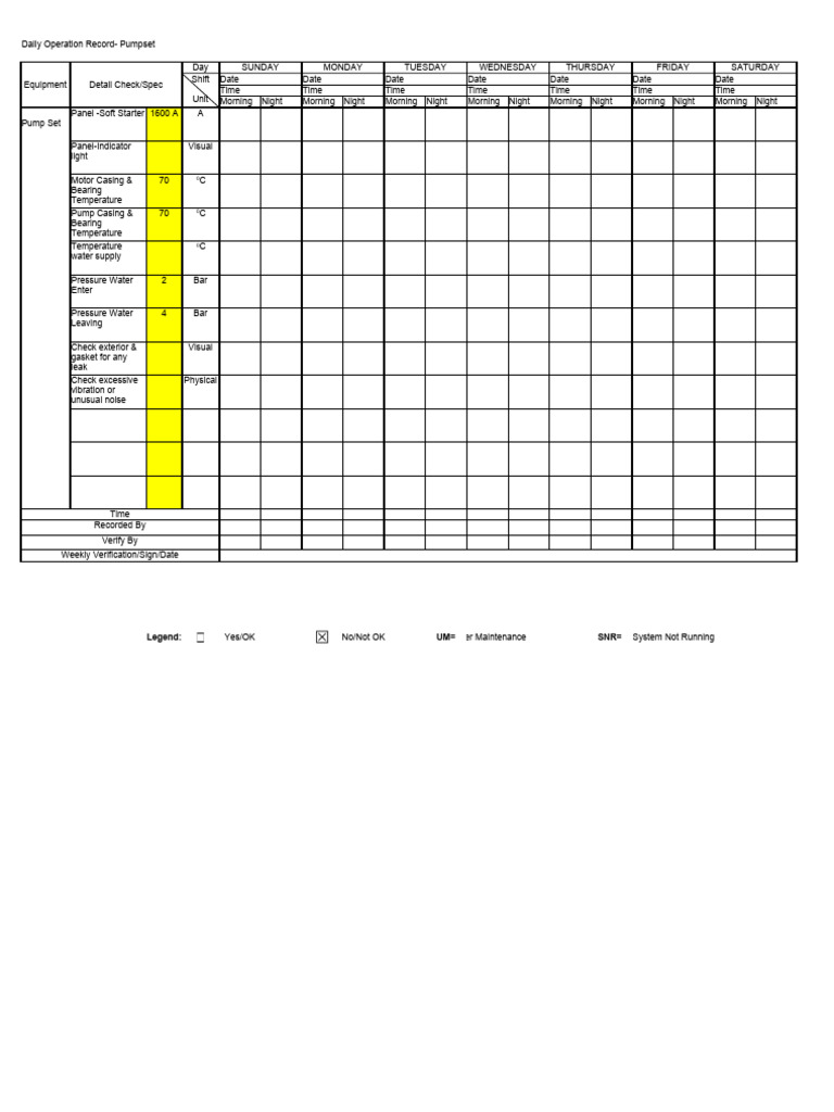 Daily Operation Record CW Pump (CT) SS | Download Free PDF | Mechanical Engineering