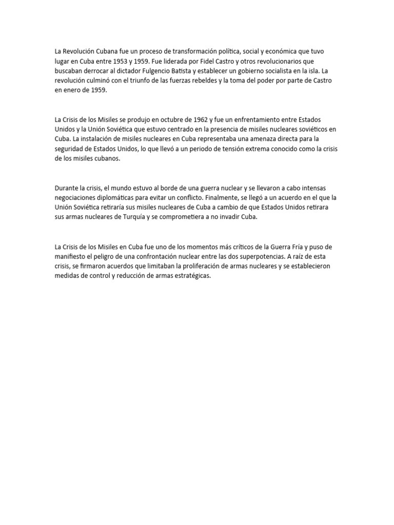 La Revolución Cubana Fue Un Proceso de Transformación Política | PDF ...