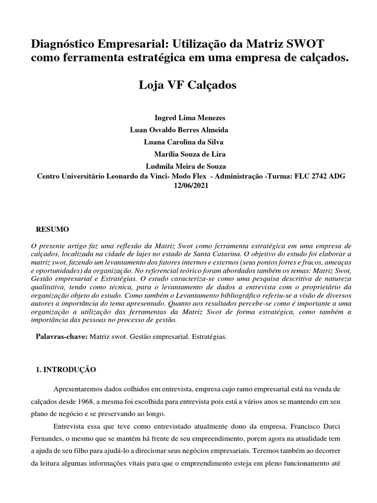 22modelo - Completo Final VF - 1-11 | PDF | Análise SWOT | Economias