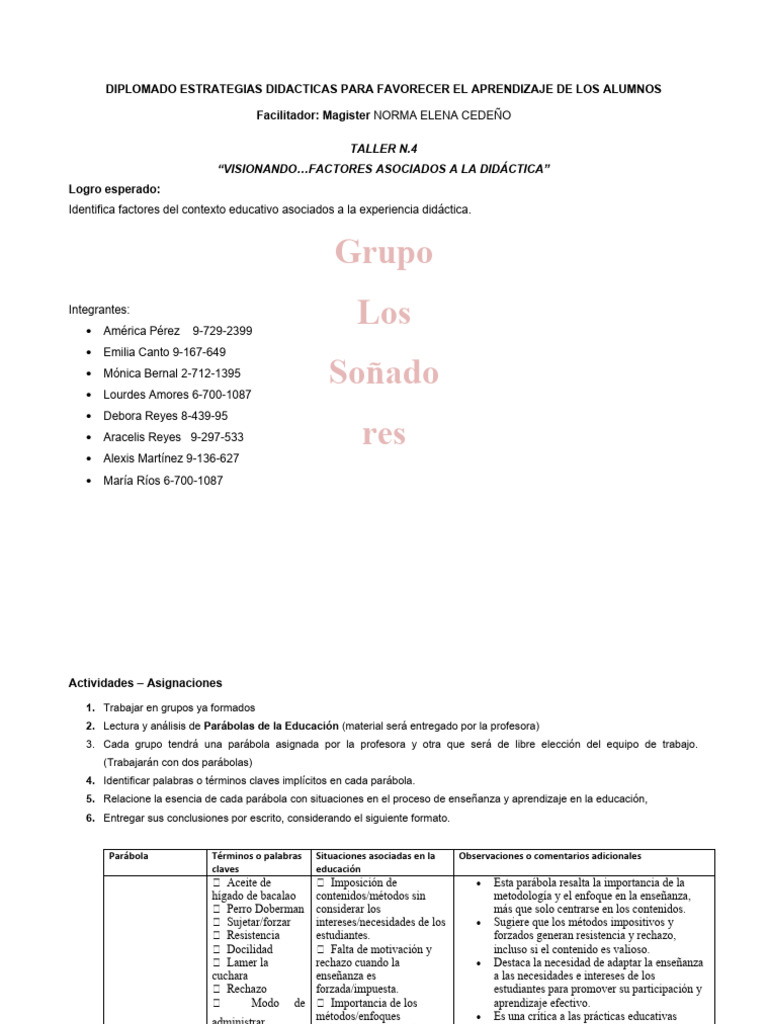 Parábola | PDF | Aprendizaje | Enseñando