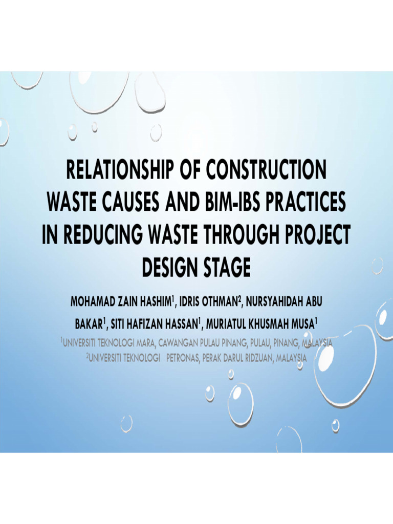 Relationship of CW Causes BIM-IBS Reducing Waste Thru Project Design Stage | PDF | Waste ...