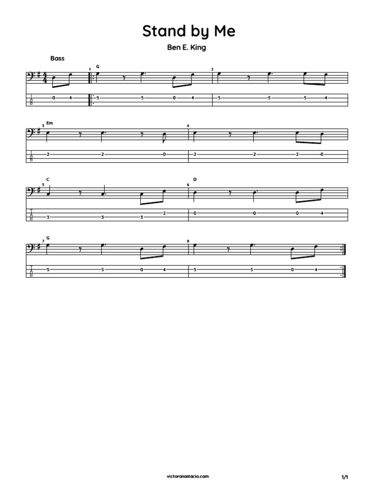 Stand By Me Bass Tabs and Notes | PDF