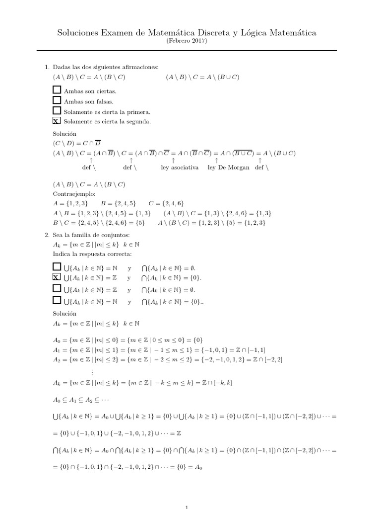 Sol Ex Feb 2017 | PDF | Relaciones matematicas | Lógica matemática