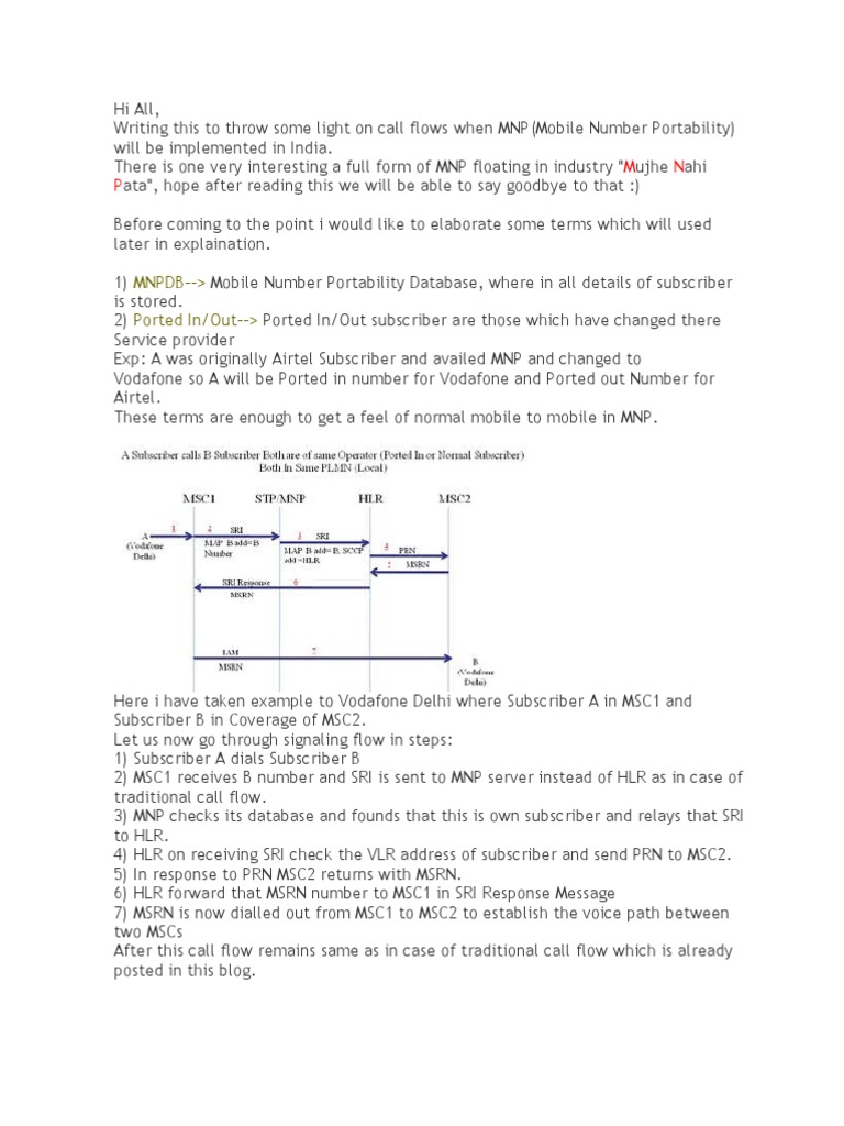 MNP Call Flow | PDF | Mobile Telecommunications | Electronics