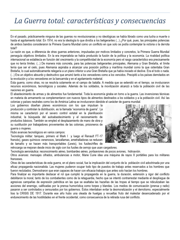 Guerra+total,+caracteristicas+y+consecuencias | PDF | Primera Guerra ...