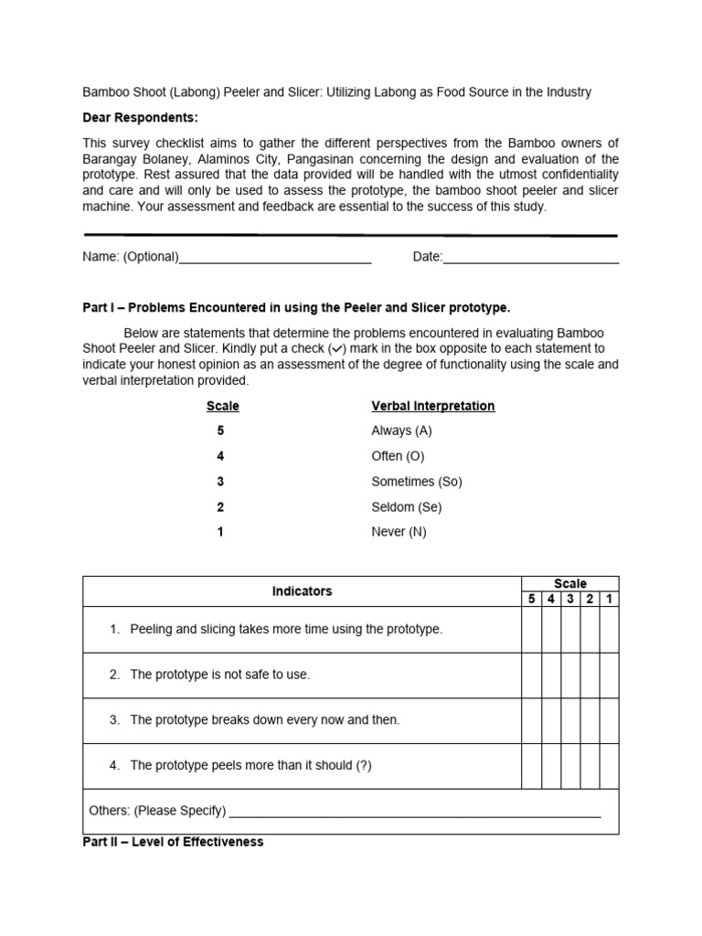Survey Checklist | PDF | Prototype