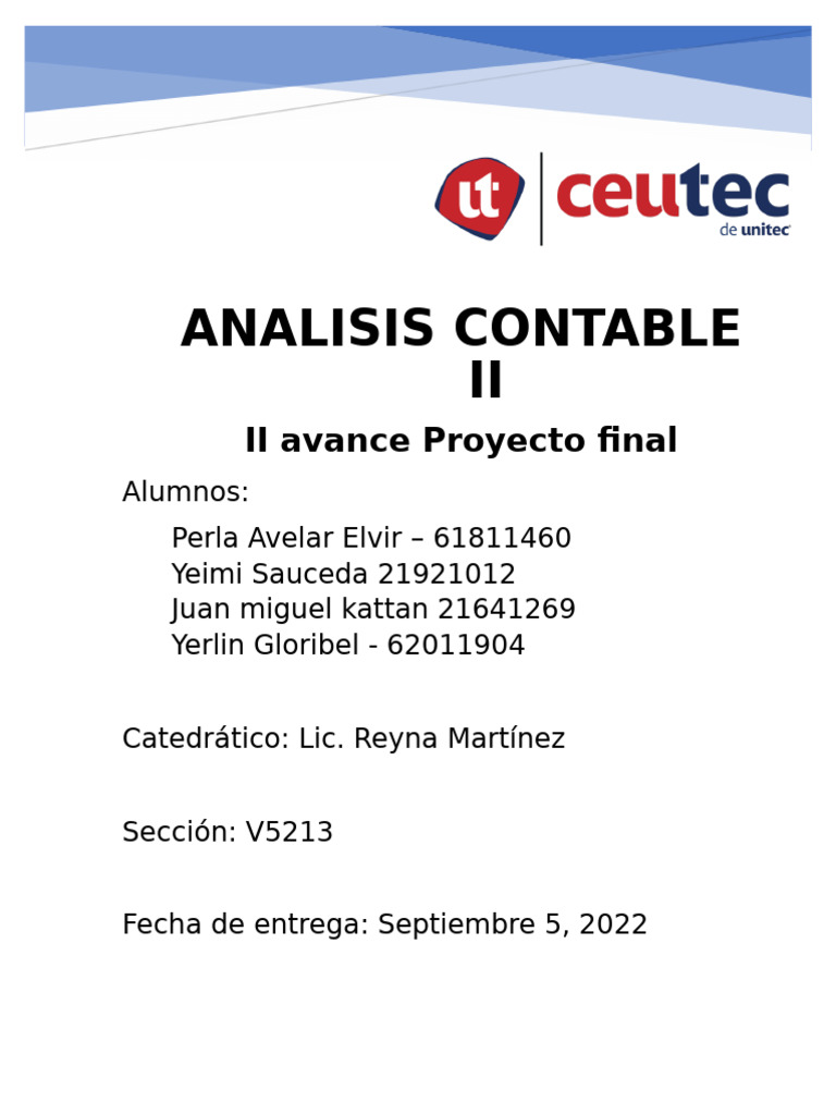 Analisis Contable II Avance II Proyecto Final | PDF | Industria textil | Textiles