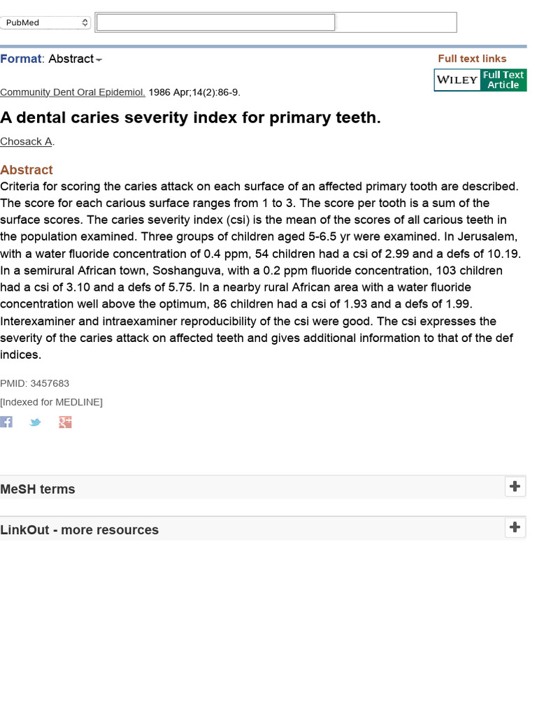 Caries Severity Index for Primary Teeth | PDF | Language Arts & Discipline