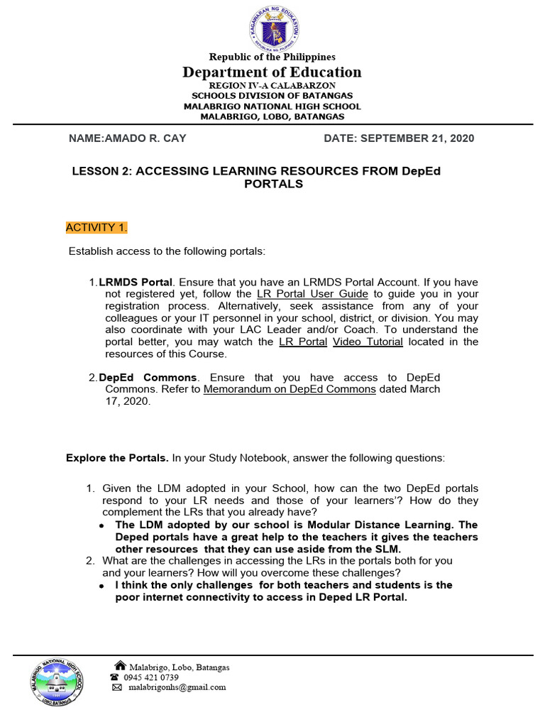 Module 3B Lesson 2 Accessing Learning Resources from Deped Portals | PDF | Human Communication ...