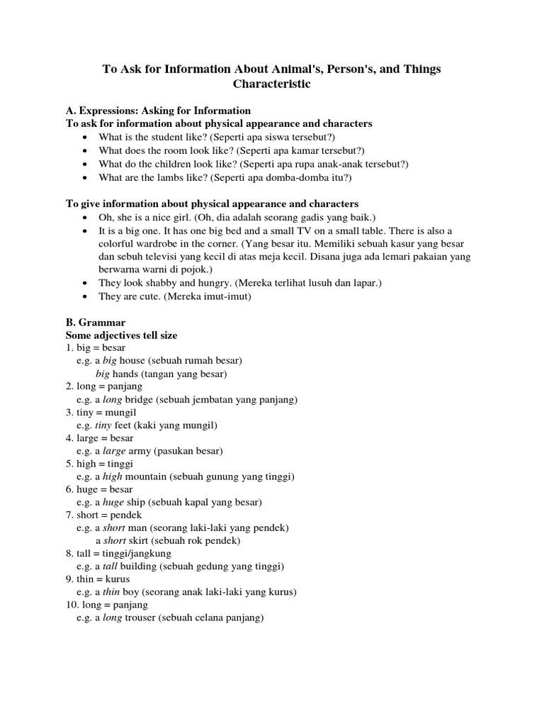 Materi To Ask Information Class 7 | PDF