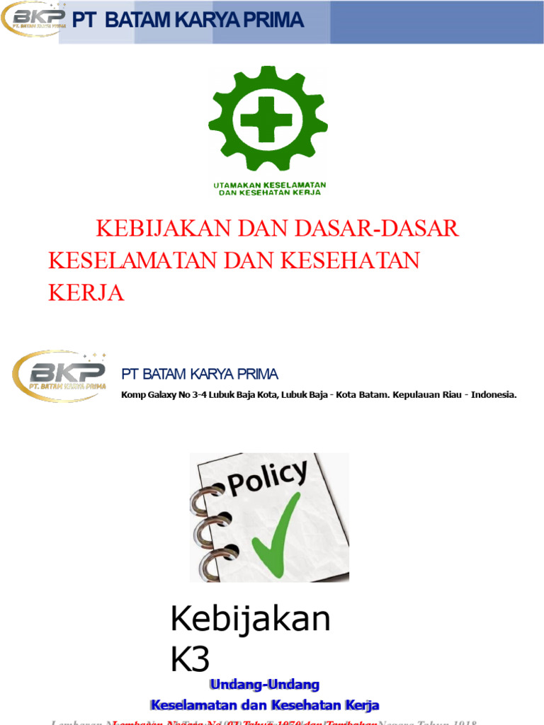 Materi Kebijakan Dan Dasar-Dasar k3 | PDF