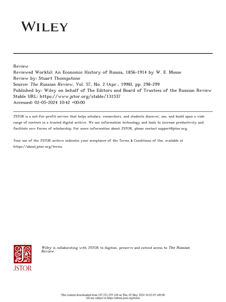 Thompstone RussianReview 1998 | PDF | Russian Empire | Feminism