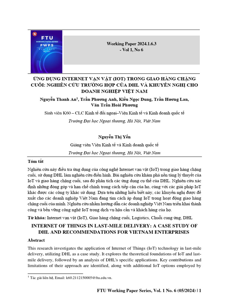 FWPS Vol 1 No 6 Paper 3 | PDF | Internet Of Things | Logistics