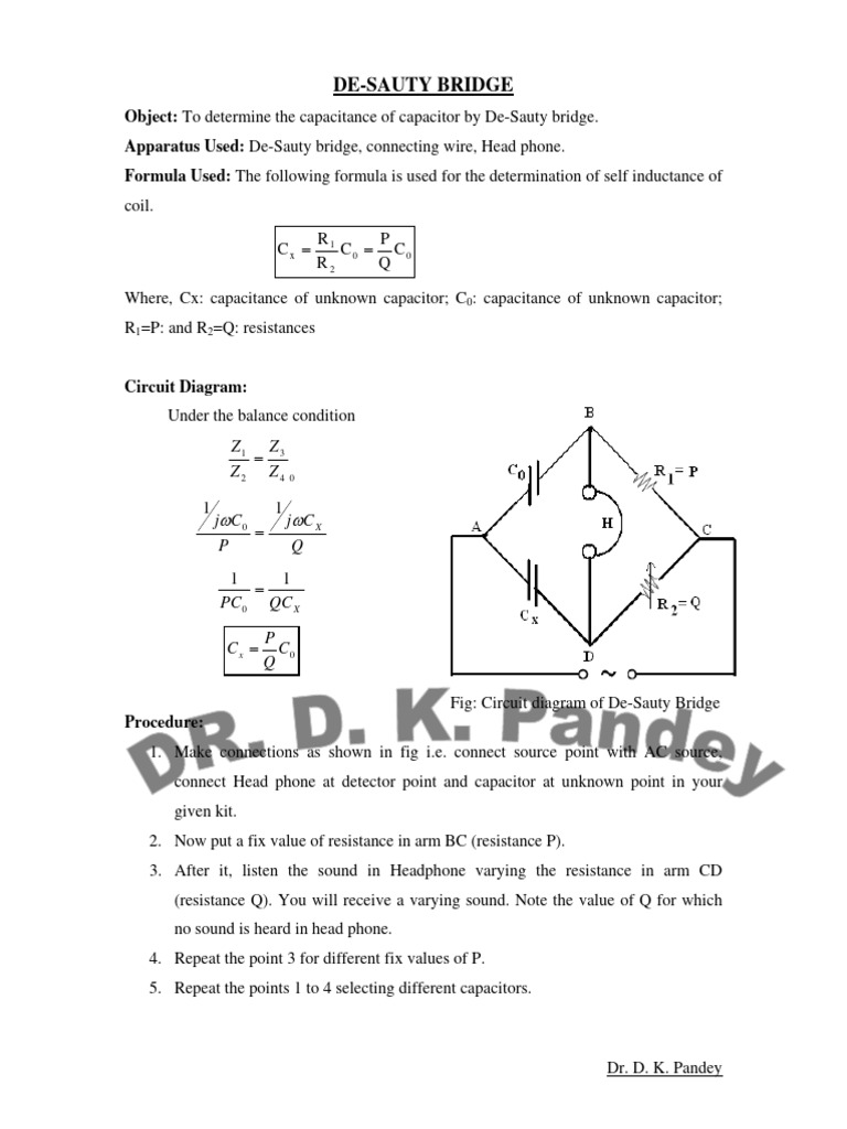 De Sauty Bridge | PDF | Capacitor | Capacitance