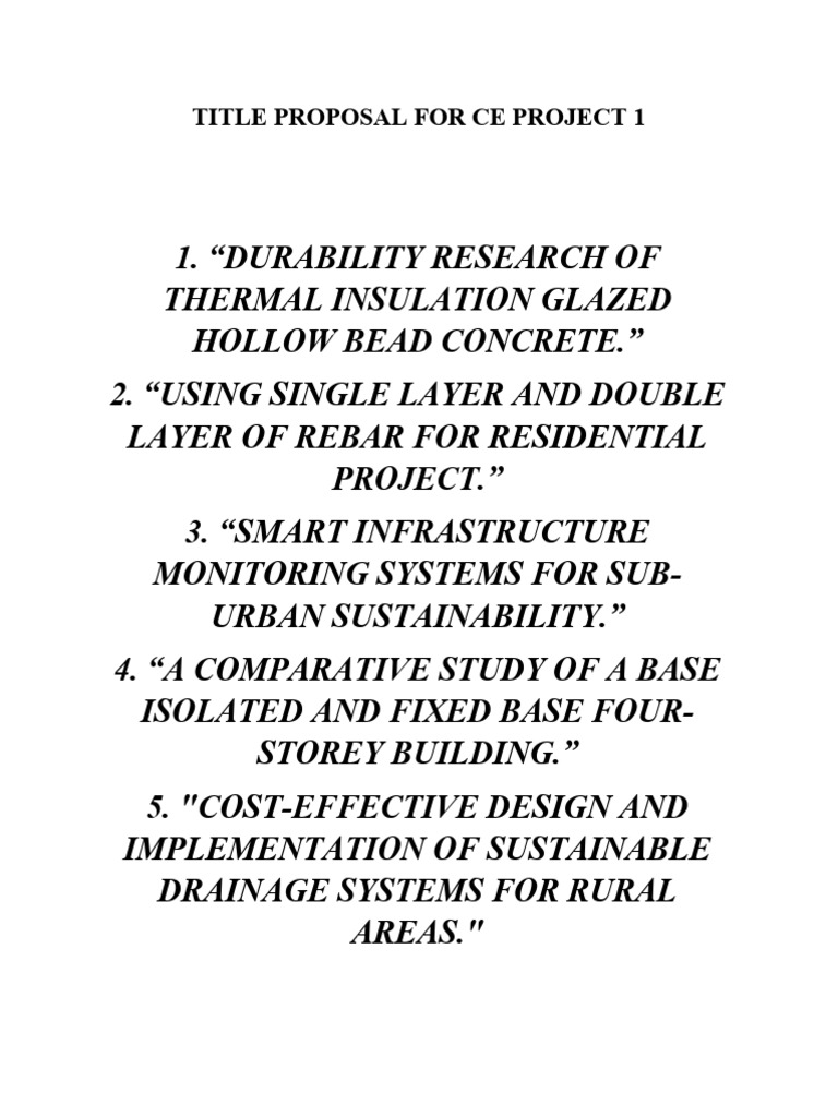 Title Proposal For Ce Project 1 | PDF | Concrete | Building Engineering