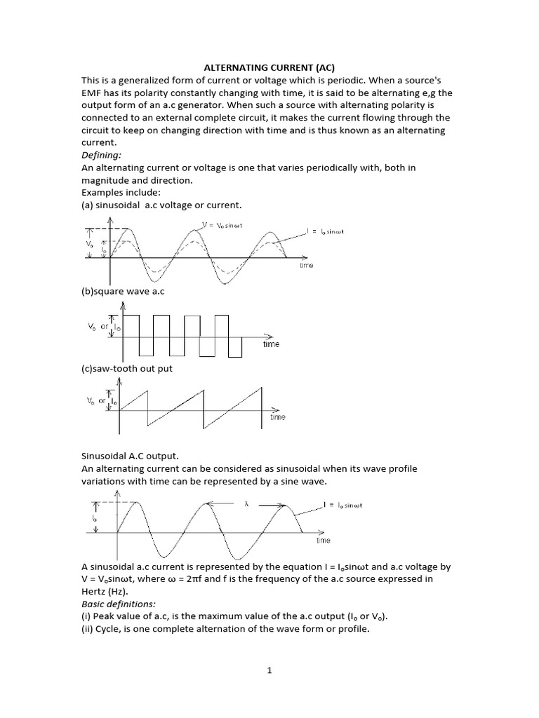 Physics Alternating Current (Ac) Notes | Download Free PDF | Inductor ...