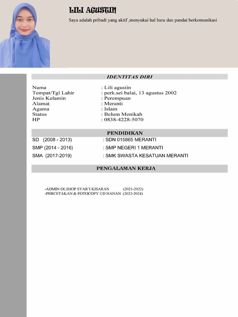 CV Lily Agustin | PDF