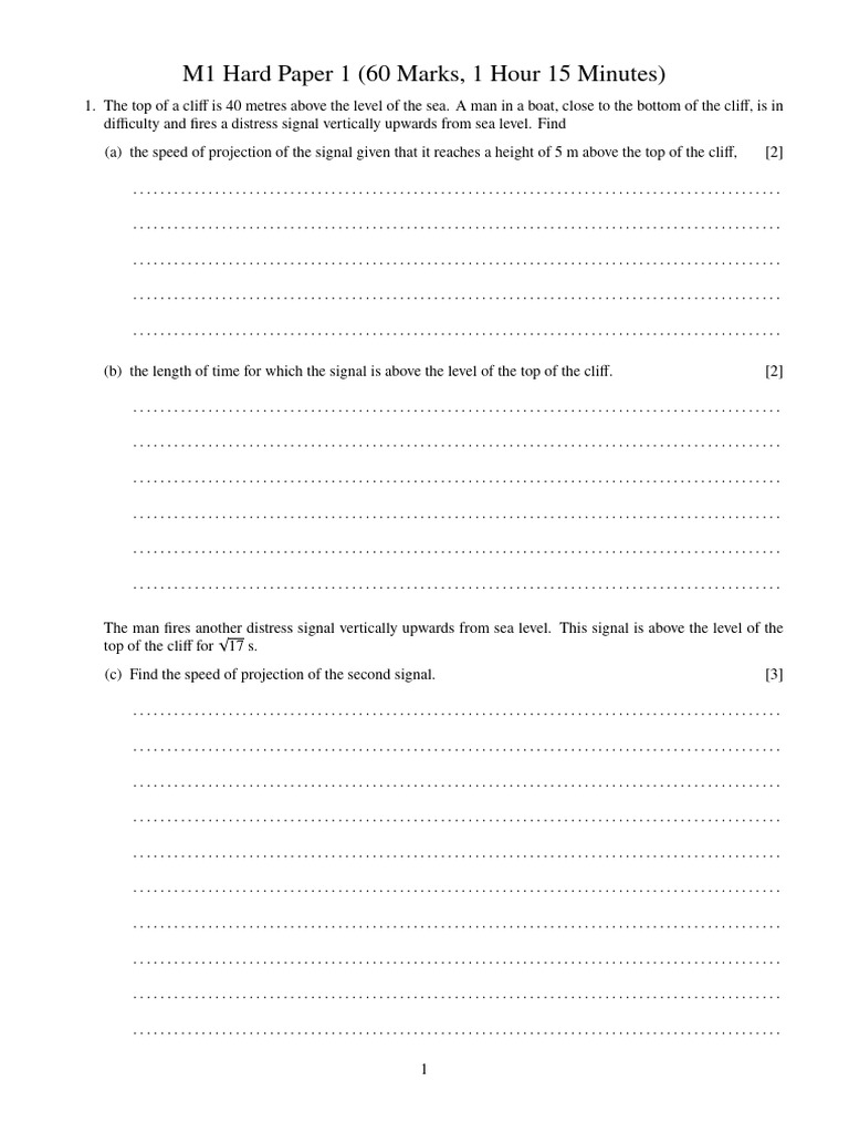 M1 Hard Paper 1 Full | PDF | Force | Tension (Physics)