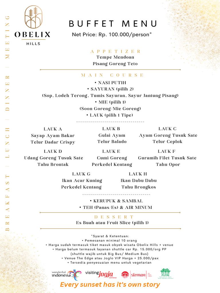 Obelix Hills Buffet Menu & Pricing | PDF | Food And Drink | Indonesia