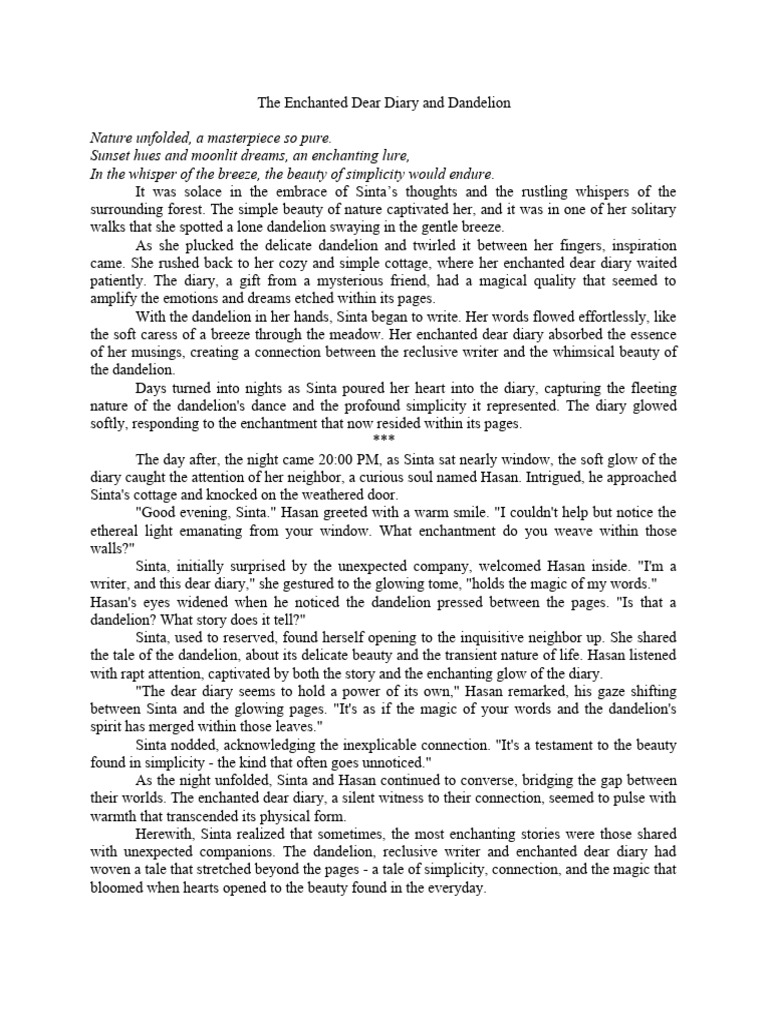 The Enchanted Dear Diary and Dandelion | PDF