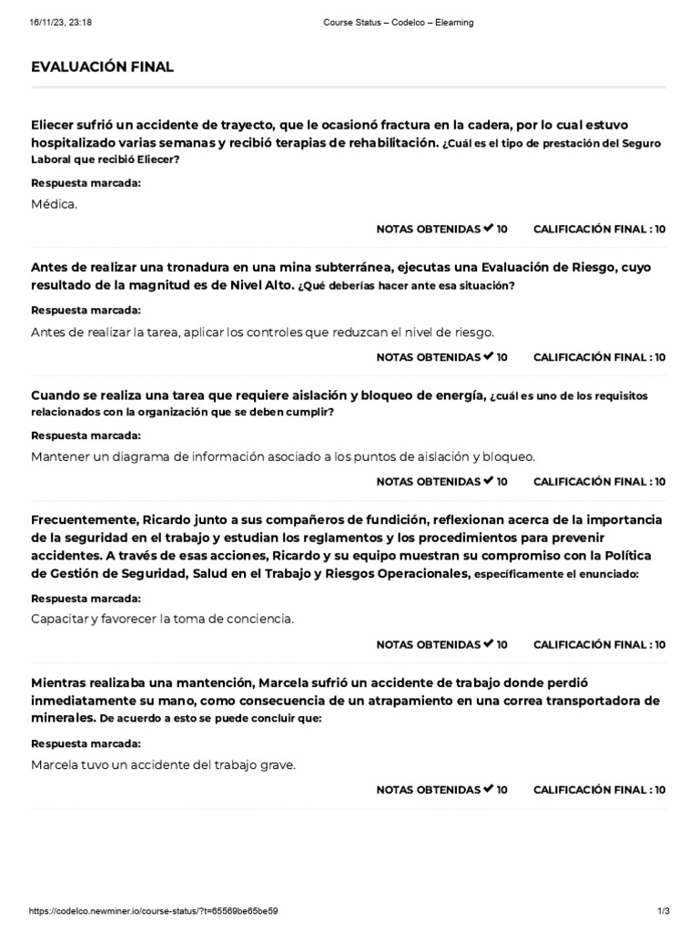 ULTIMO EXAMEN – Codelco – Elearning | PDF | Riesgo