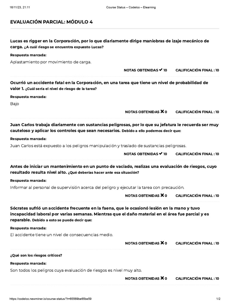 Course Status - Codelco - Elearning | PDF