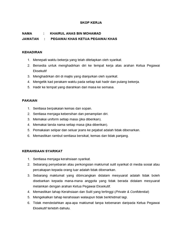 Skop Kerja Anas | PDF
