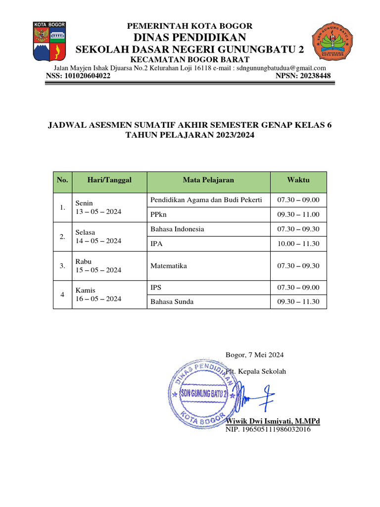 Jadwal Asas | PDF