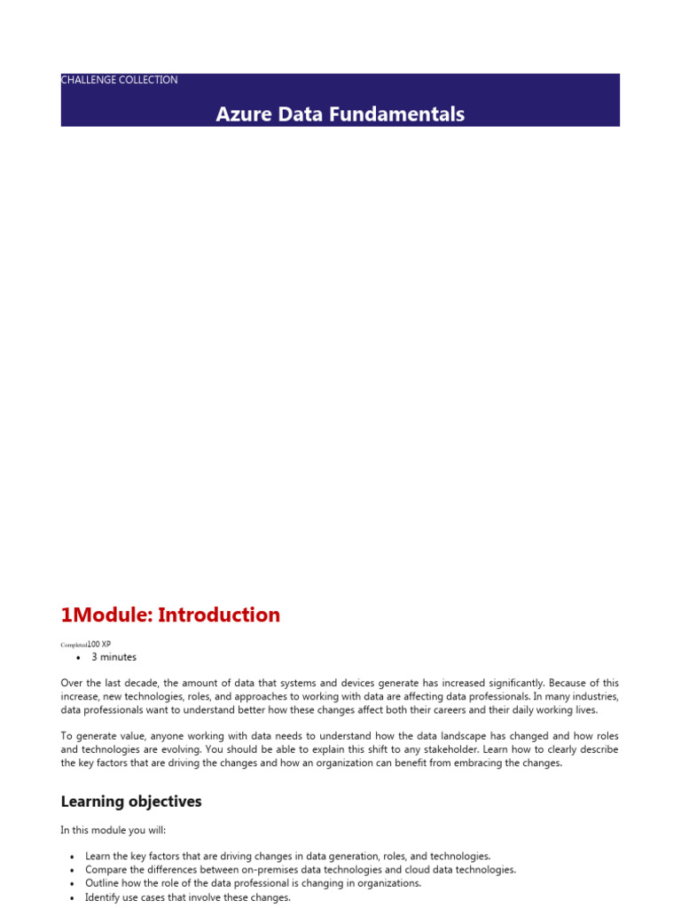 Azure Data Fundamentals | PDF | Databases | Cloud Computing