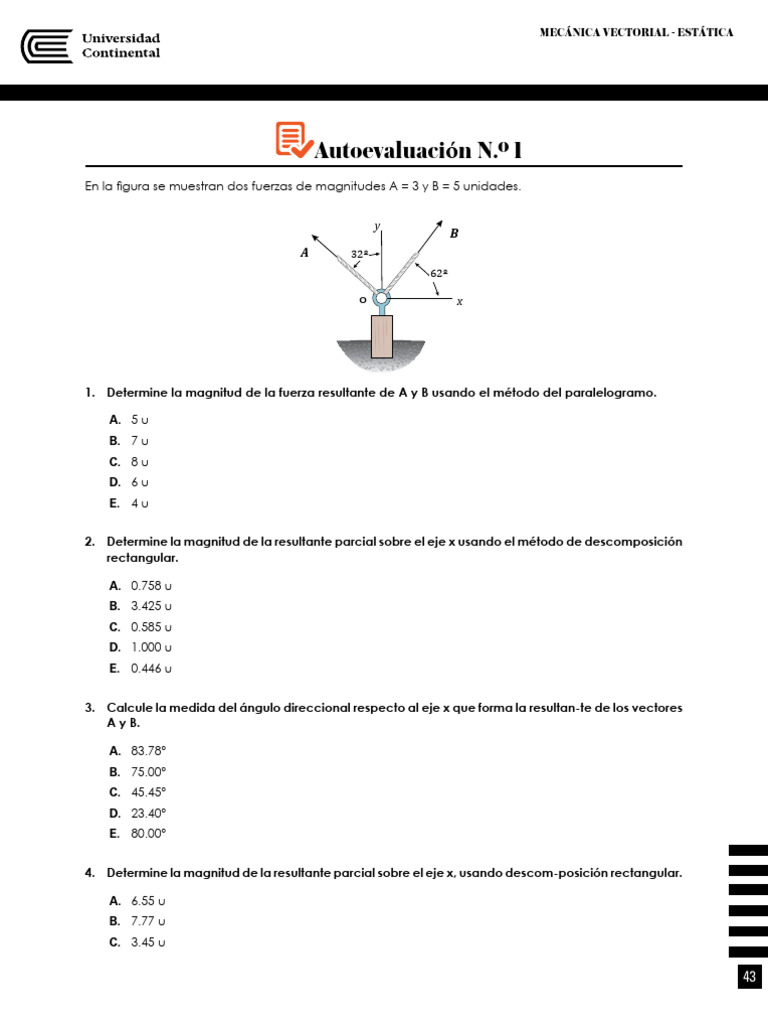 Autoevaluación N° 01 | PDF | Vector Euclidiano | Mecanica clasica