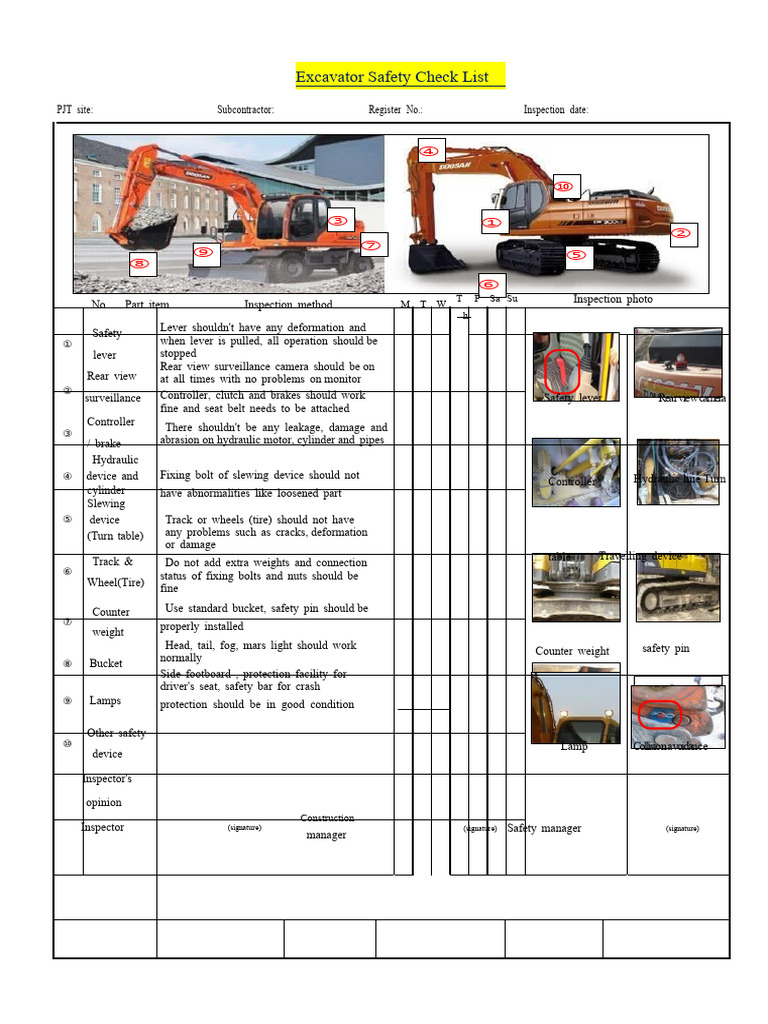 Exca Inspection | PDF | Motor Vehicle | Automotive Technologies