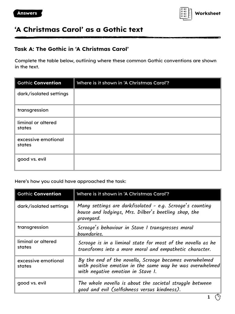 a-christmas-carol-as-a-gothic-text-worksheet-answers | PDF | A ...