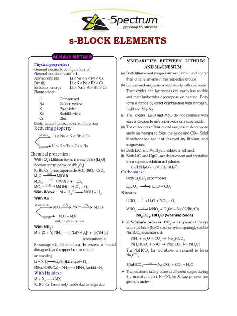 S-Block Elements | PDF | Hydroxide | Sodium Hydroxide
