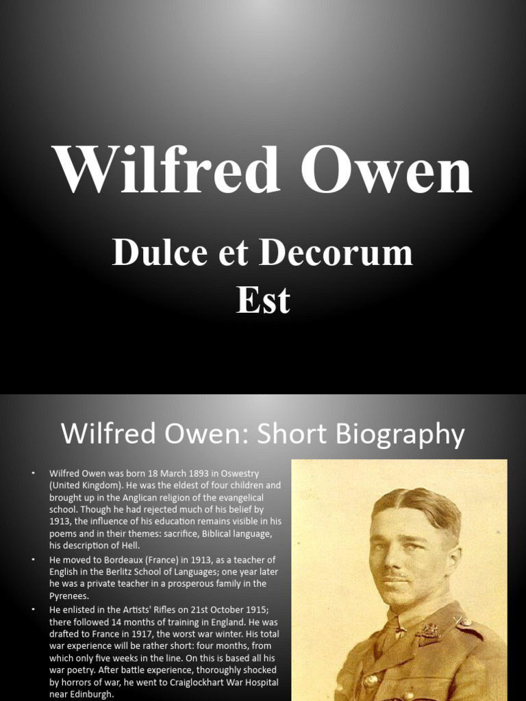 Wildred Owen Dulce Et Decorum Est | PDF | Poetry
