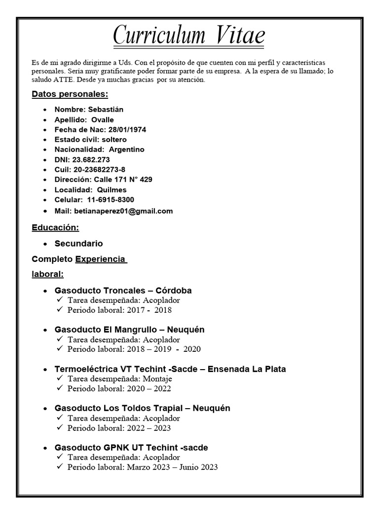 CV Sebastian Ovalle | PDF