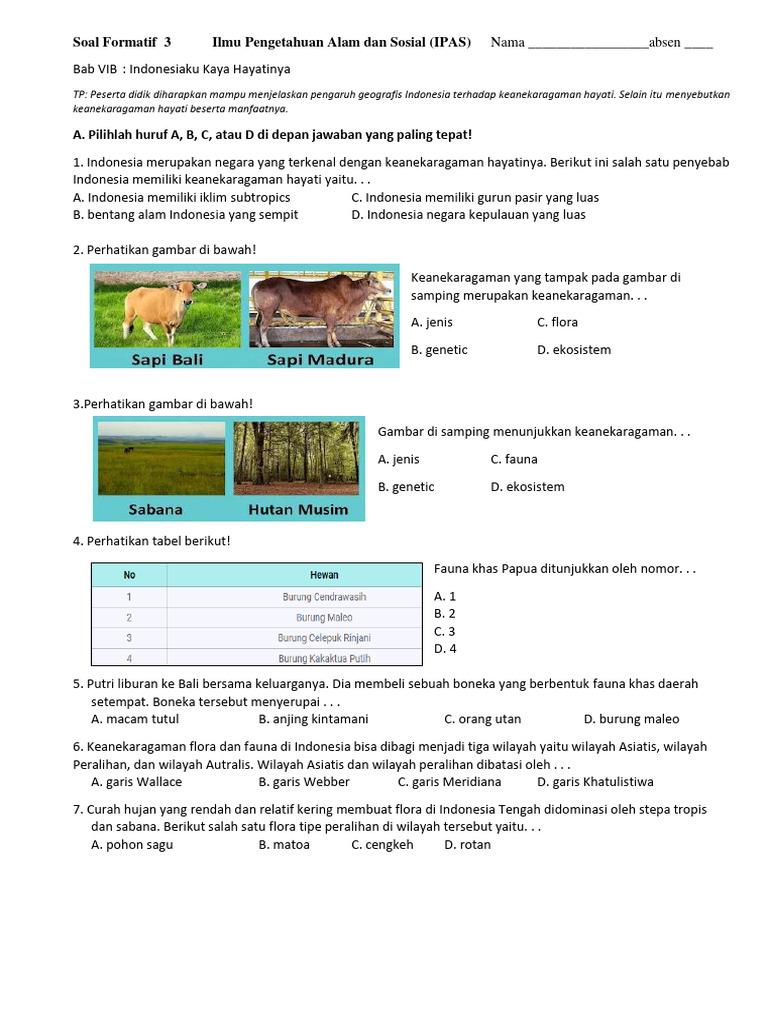 Soal Formatif 3 IPAS-2 | PDF