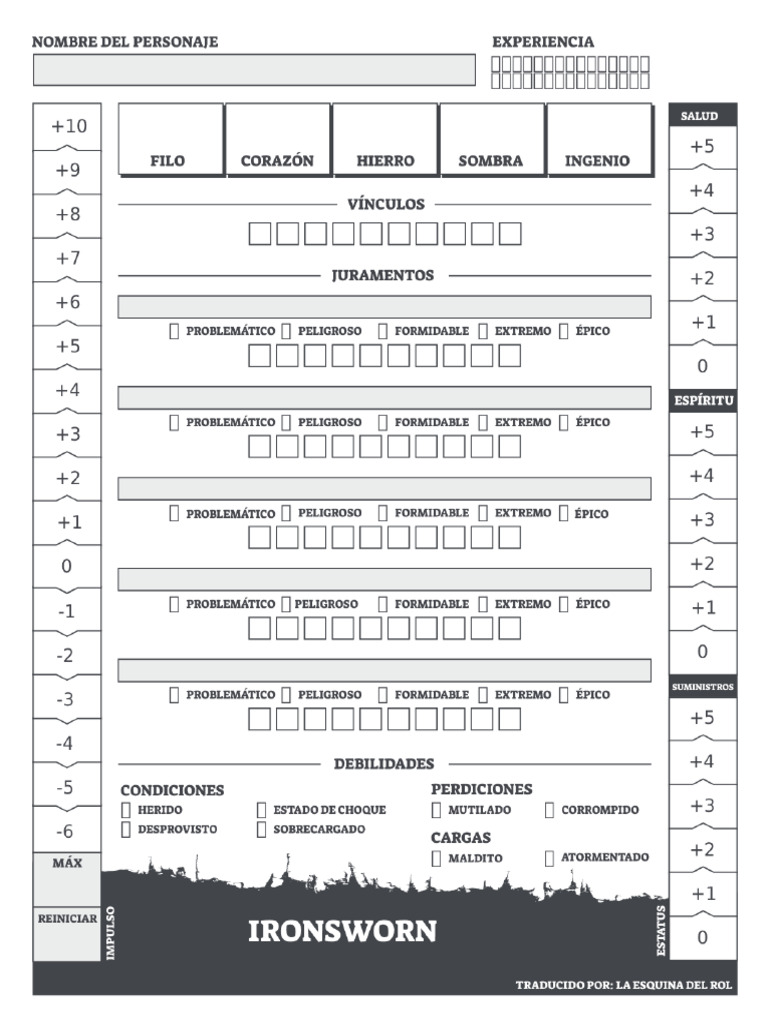 Ironsworn Hoja de Personaje Es | PDF