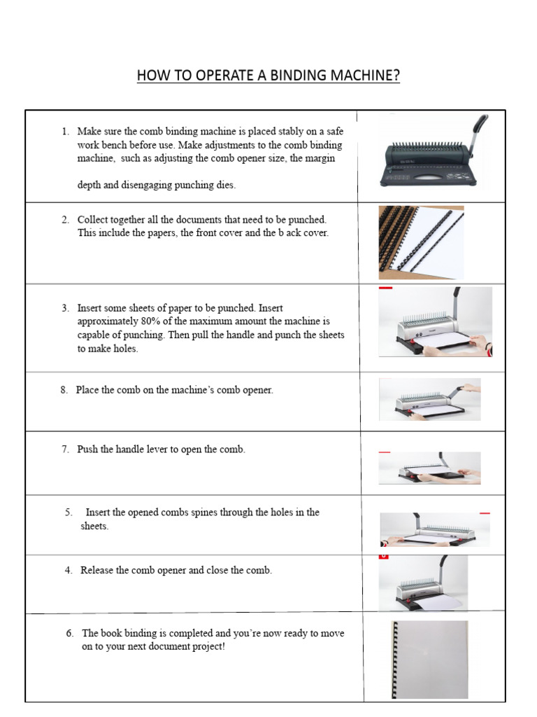 How To Operate A Binding Machine | PDF