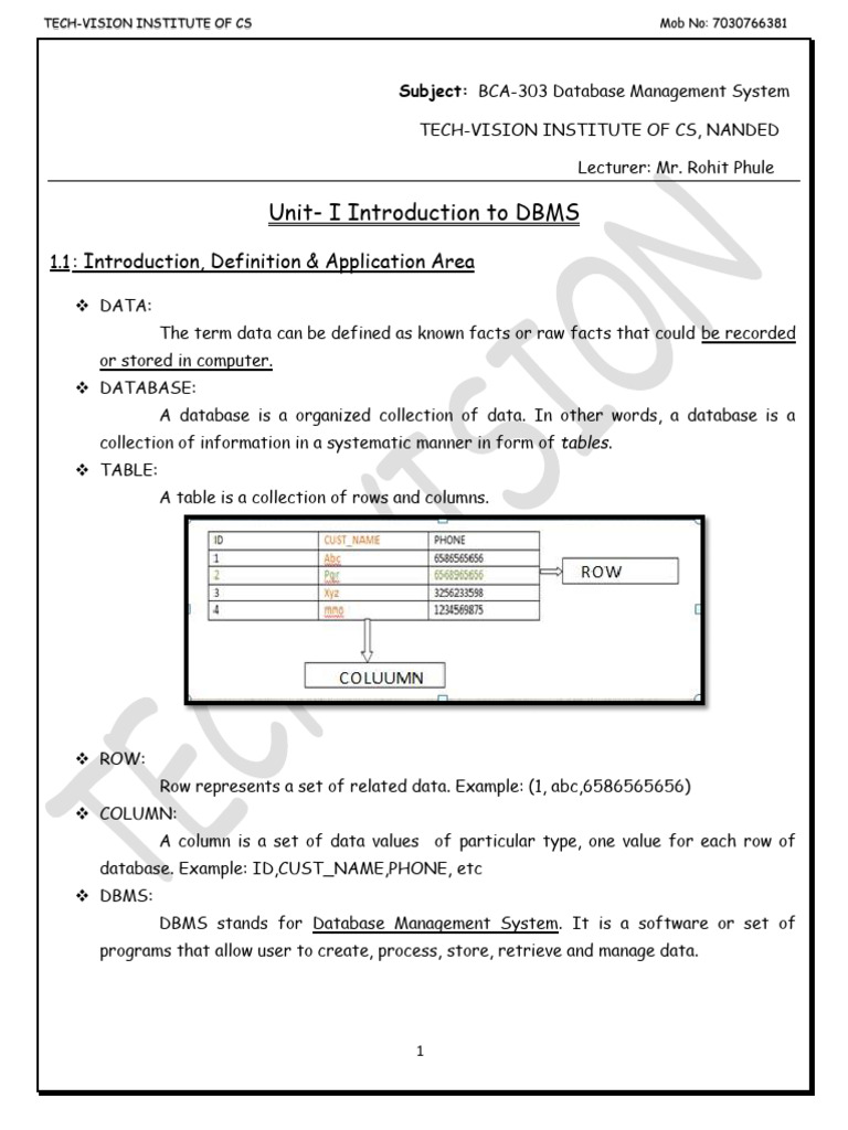 DBMS Chapter-1 | PDF | Databases | Database Index