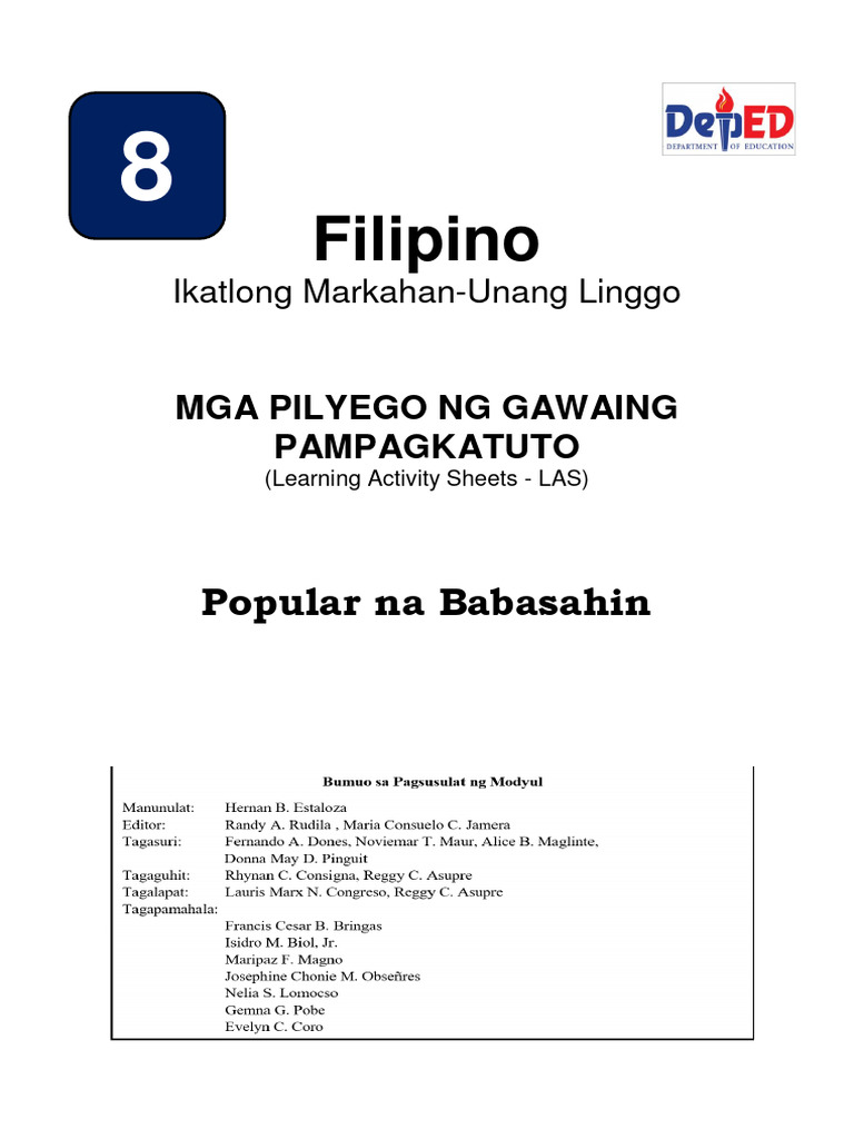 FILIPINO8_Q3_WEEK1 | PDF