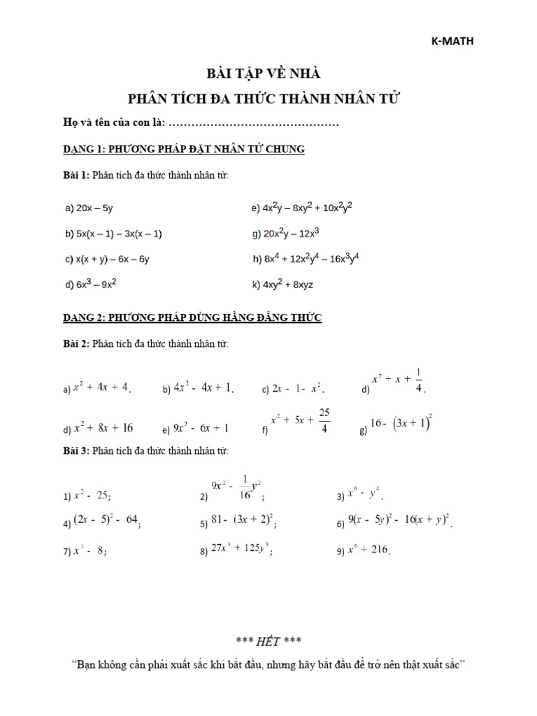 L P 8 BTVN B6. Phân Tích Đa TH C Thành Nhân T | PDF