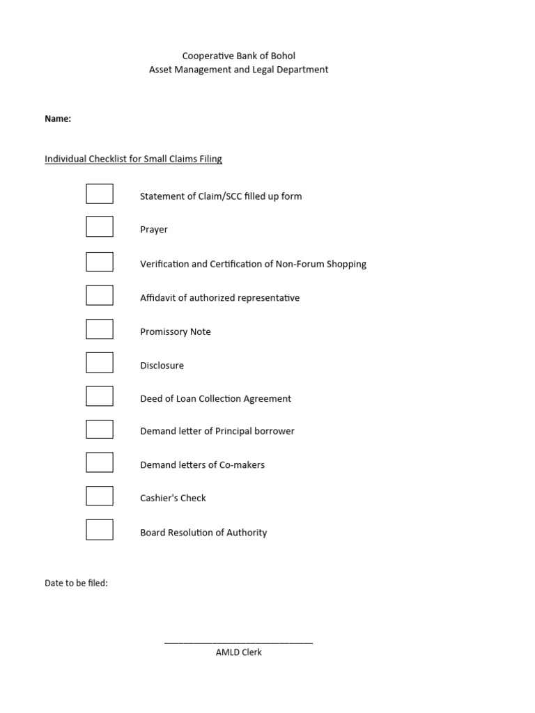 SCC Checklist | PDF