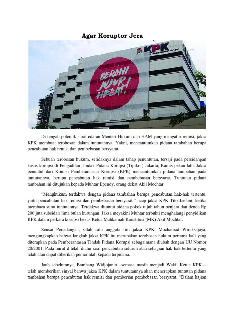 Agar Koruptor Jera | PDF