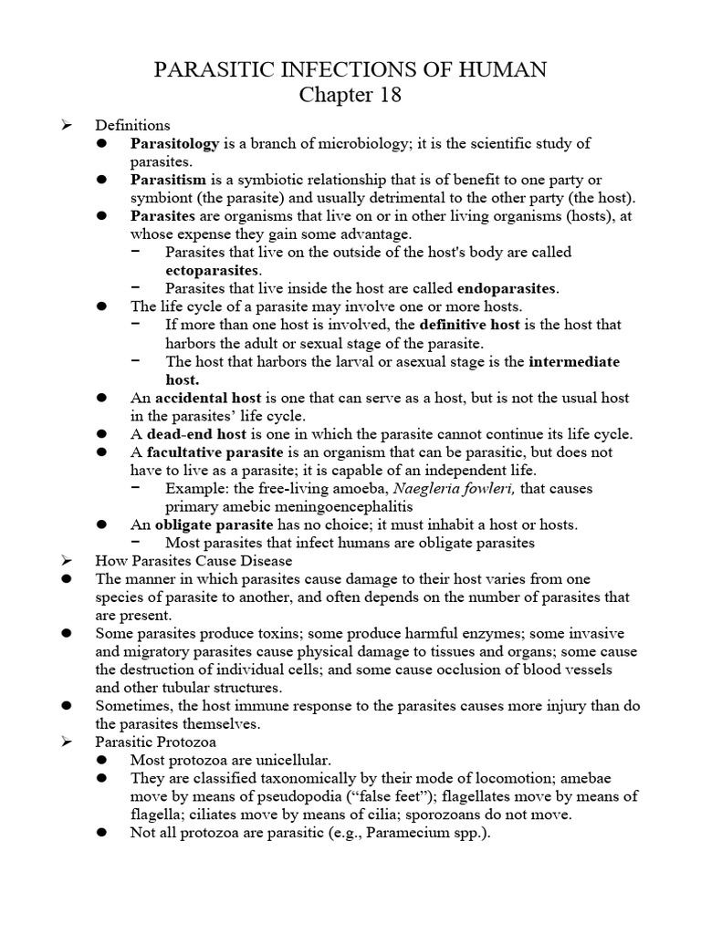 Human Parasitic Infections Overview | PDF | Parasitism | Protozoa